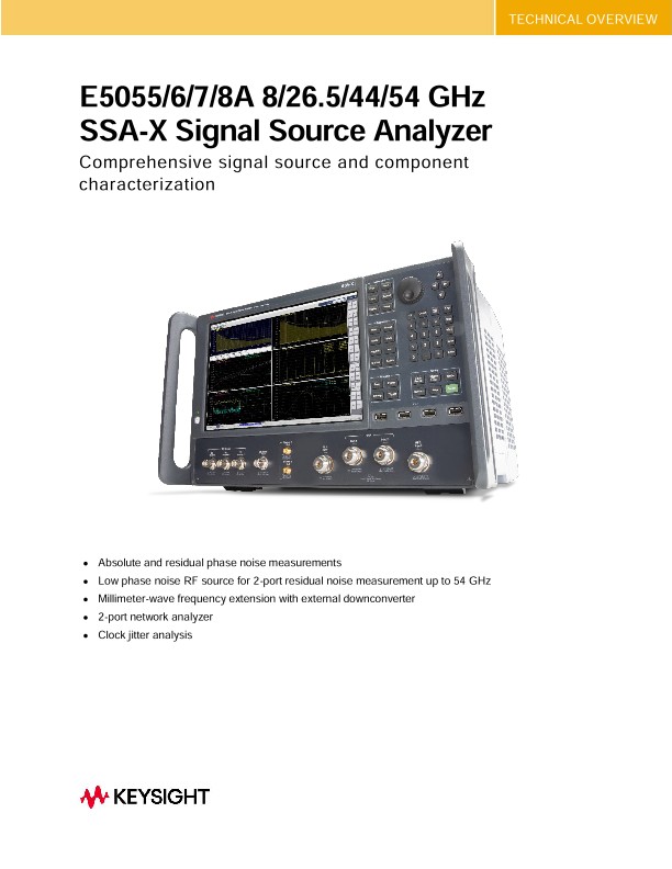 E5055/6/7/8A 8/26.5/44/54 GHz SSA-X Signal Source Analyzer PDF Asset Page | Keysight